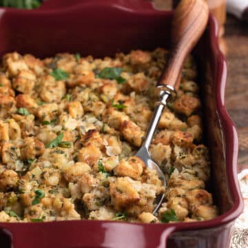 Traditional Bread Stuffing with Herbs - Striped Spatula