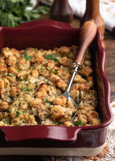 Traditional Bread Stuffing with Herbs - Striped Spatula