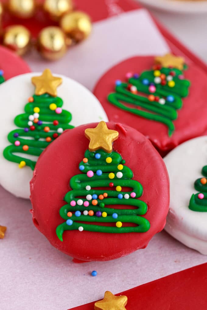 Dipped Oreo Christmas Tree Cookies - Striped Spatula