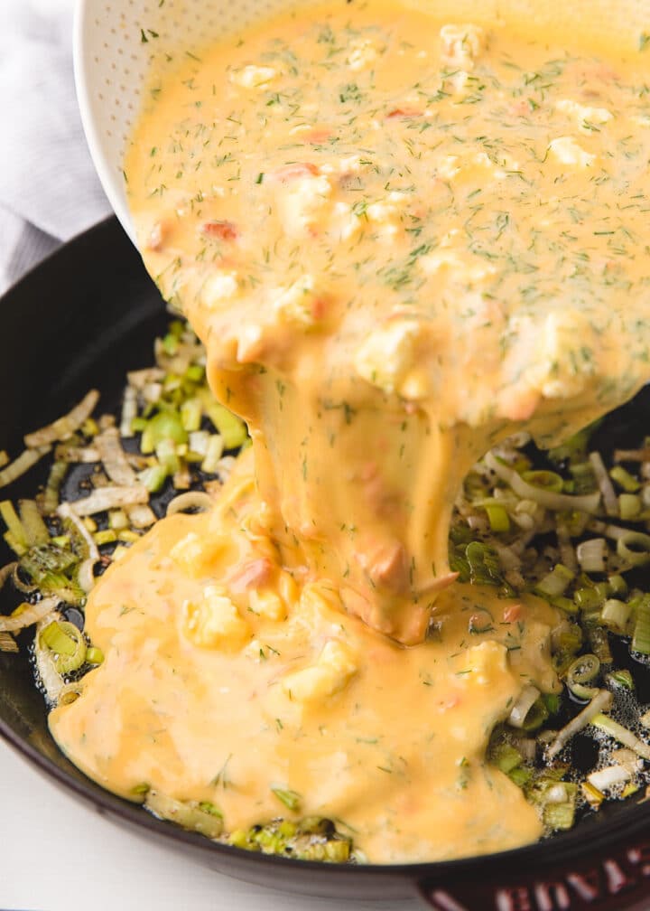 Smoked Salmon Frittata With Goat Cheese And Leeks Striped Spatula