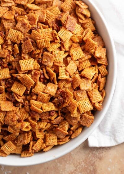 Cinnamon Praline Crunch Snack Mix - Striped Spatula