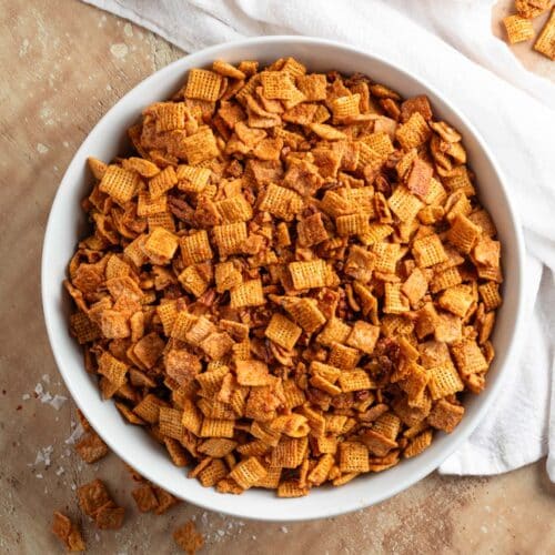 Cinnamon Praline Crunch Snack Mix - Striped Spatula