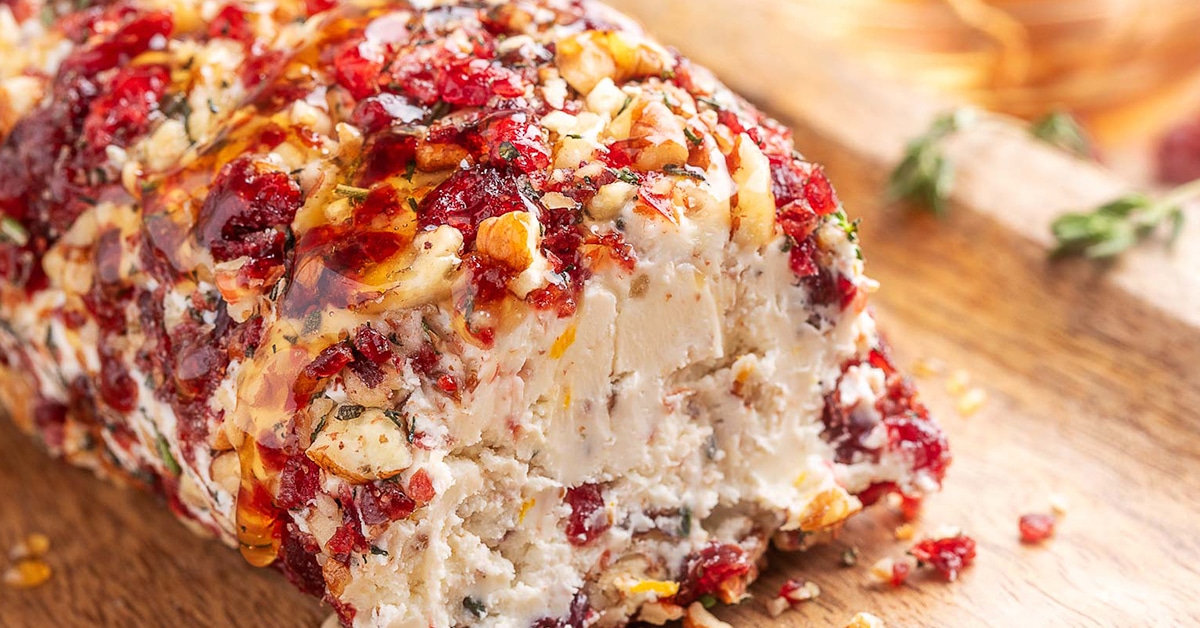 Cranberry Goat Cheese Log with Pecans - Striped Spatula